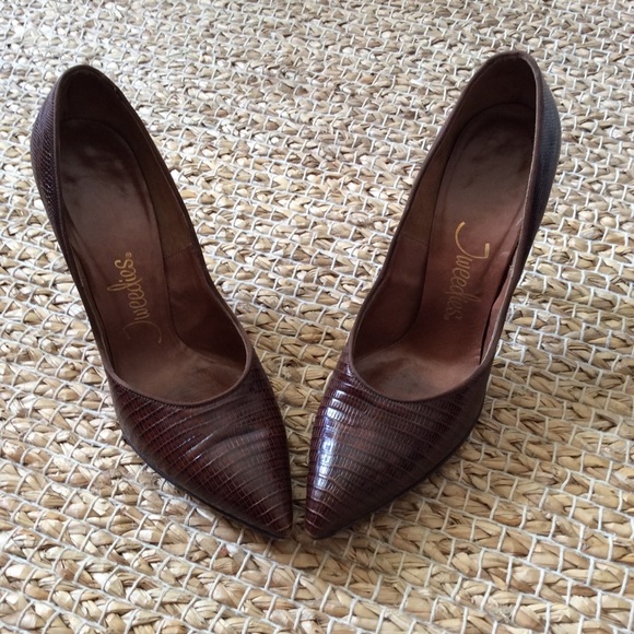 Vintage | Shoes | Vtg Mid Century Pointy Toe Stiletto Croc Embossed ...